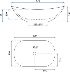 Rea Royal Mini, umyvadlo na desku 480x305x145 mm, imitace kamene Aiax Shiny, REA-U5063