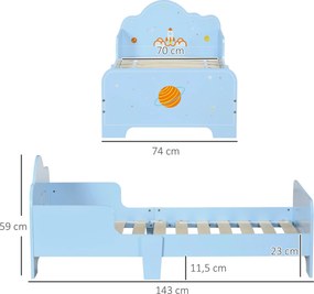 Dětská postel ZONEKIZ pro děti ve věku 3-6 let 143x74x59 cm Dřevěná postel s bezpečnostními zábranami Max zatížení 80 kg Moderní nábytek do ložnice M…