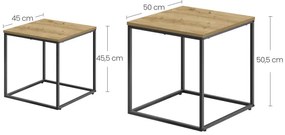 Sada 2 konferenčních, čtvercových stolků OSKAR černé nohy
