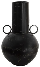 Černá kovová dekorační váza s odřením Brecht – 26x42 cm