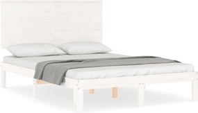 Rám postele s čelem bílý Small Double masivní dřevo 3193632