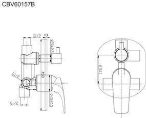 Mereo Eve sprchová podomítková baterie s trojcestným přepínačem Mbox oválný kryt mosaz chrom CBV60157B