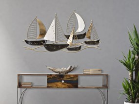 Nástěnná dekorace Mauro Ferretti Boats, 115x5x63 cm, zlatá/černá