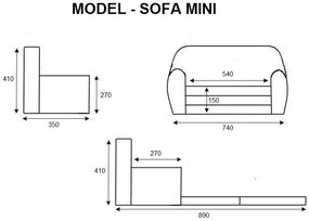 Dětská rozkládací MINI pohovka Lesní zvířátka - tmavě zelená/béžová