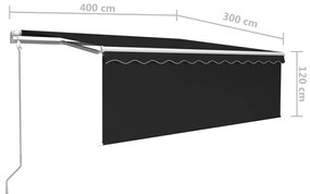 vidaXL Marketos Automatická zatahovací markýza s roletou 4 x 3 m antracitová
