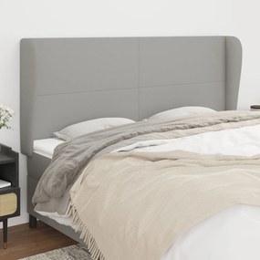 Čelo postele typu ušák světle šedé 203x23x118/128 cm textil 3117698