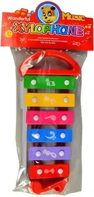 Xylofon dětský barevný / Hudební nástroj / Kov a plast / 25 cm / 2 pal