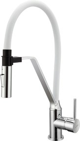 Invena Terra, kuchyňská baterie s elastickým ramenem, bílá-chromová, INV-BZ-54-L02-D