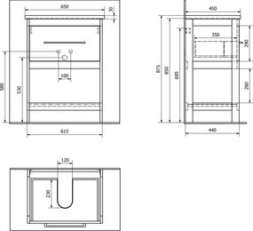 Aqualine ETIDE umyvadlová skříňka 61,5 x 85 x 44 cm bílá mat ET615