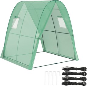 Skleník Outsunny se stahovacími dveřmi a 2 okny, ziměodolný rám z oceli, skleník pro balkon a zahradu, rajčatový skleník 180 x 180 x 200 cm, zelený sk