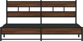 Kovový rám postele bez matrace hnědý dub 200 x 200 cm 3308515