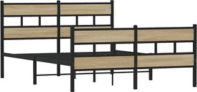 Kovový rám postele bez matrace dub sonoma 150 x 200 cm 3308470