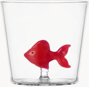 Ručně vyrobený pohárek z borosilikátového skla Red Fish