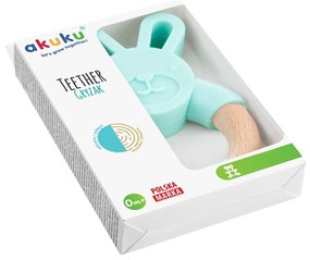 AKUKU Dětské dřevěno-silikonové kousátko Akuku králíček