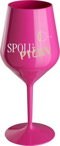 SPOLUPIČKY - růžová nerozbitná sklenice na víno 470 ml