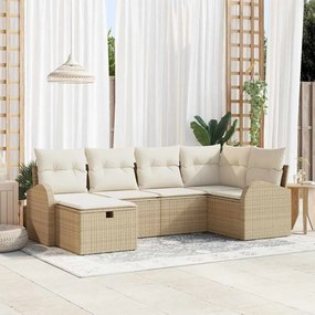 Set pohovek 6 ks Béžová a krémová polyratan 3359080