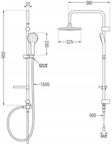 Mexen Erik sprchový set s dešťovou sprchou a sprchovou baterií Sabre, chromová, 72140205-00