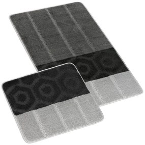 Bellatex koupelnové předložky SADA BANY 60x100 + 60x50 cm bez výkroje Pruh Šedá,Černá