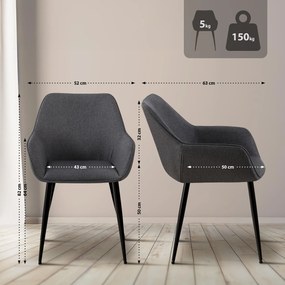 Sada 2 jídelních židlí Vessa látka – tmavě šedá