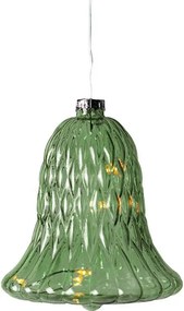 LED skleněný zvonek, zelený, Ø 9 × 10 cm, 5 diod, IP20 interiér, 1× AAA