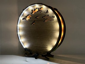 Li-Go "Kůň s mechem" dřevěná lampa s dvojitým podsvícením 20x22 cm dub