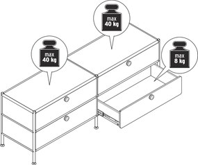 Tchibo - Nízká kovová skříňka »Cn3« se 4 zásuvkami - barva: bílá