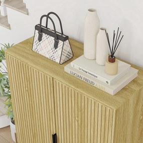 HOMCOM Úložný regál na obuv na 15 párů bot, regál do předsíně s 4 nastavitelnými policemi a kovovými nohami, 80x38x110cm, Dub