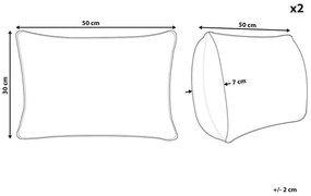 Sada 2 sametových skládaných polštářů 30 x 50 cm žluté CHOISYA Beliani