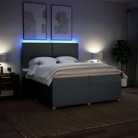 Box spring postel s matrací tmavě šedá 200x200 cm textil 3294457