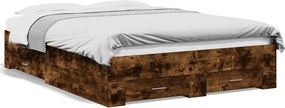 Rám postele se zásuvkami kouřový dub 135 x 190 cm kompozit 3280409