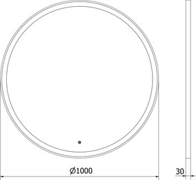 Mexen Esso, kulaté LED podsvícené koupelnové zrcadlo 100 cm, 6000K, topná podložka proti zamlžování, zlatý rám, 9825-100-100-611-50
