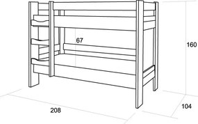 Bradop CASPER Patrová postel C123 | Provedení: CEZ creme zelená