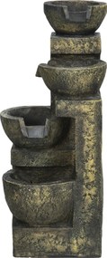 Fontána, 3 nastavení, odolná proti povětrnostním vlivům, 25 cm x 24 cm x 60 cm, šedá barva