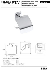 Bemeta Design BETA: Držák toaletního papíru s krytem -