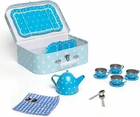 Bigjigs Toys Modrý puntíkovaný čajový set / od 3 let