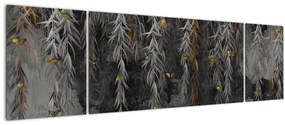 Obraz - Vrbové větvičky v černém pozadí (170x50 cm)