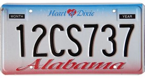 Americká SPZ Alabama Heart of Dixie