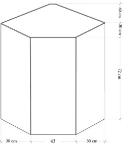 ASPEN b | horní skříňka G60N rohová s policí | 60x60 cm | bílá lesk