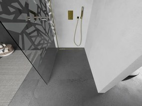 Mexen Kioto sprchová zástěna 100x200 cm 8 mm, zlatý profil, bílé provedení, 800-100-101-50-85