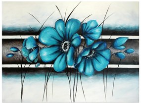 Gario Ručně malovaný obraz Malované tyrkysové květiny Rozměry: 70 x 100 cm