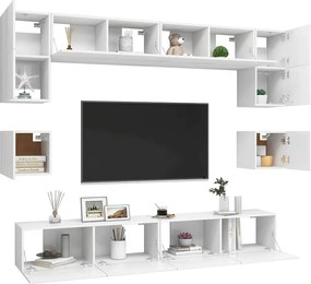 8dílný set TV skříněk bílý kompozitní dřevo 3078692