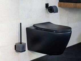 Čtvercová nádoba na WC štětku QUADRO + štětka, montáž bez vrtání