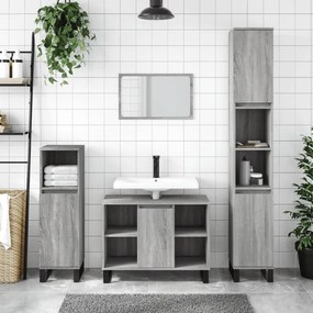3dílný set koupelnového nábytku šedý sonoma kompozitní dřevo 3190313