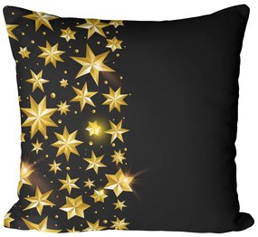 Polštář z mikrovlákna Hvězdná noc - třpytivé zlaté hvězdy na černém pozadí