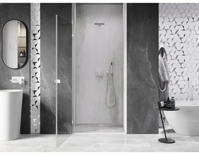 Mexen, Mexen Lunar-B výklopné sprchové dveře levé 85 cm, transparentní, bílé - 832-085-000-20-00-L