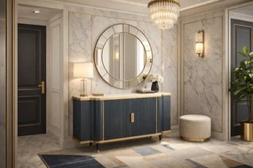 Komoda Stilig ST317 150 cm šedomodrá/zlatá