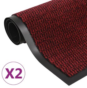 vidaXL Protiprachové rohožky 2 ks obdélník všívané 80 x 120 cm červené