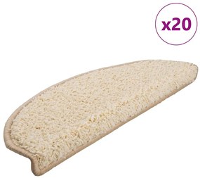 Schodové rohože 20 ks 65 x 21 x 4 cm krémové, půlkulaté, velké 3365849