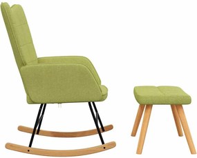 Houpací křeslo se stoličkou zelené textil 328023