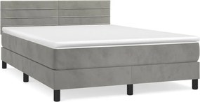 Box spring postel s matrací světle šedá 140x190 cm samet 3141359